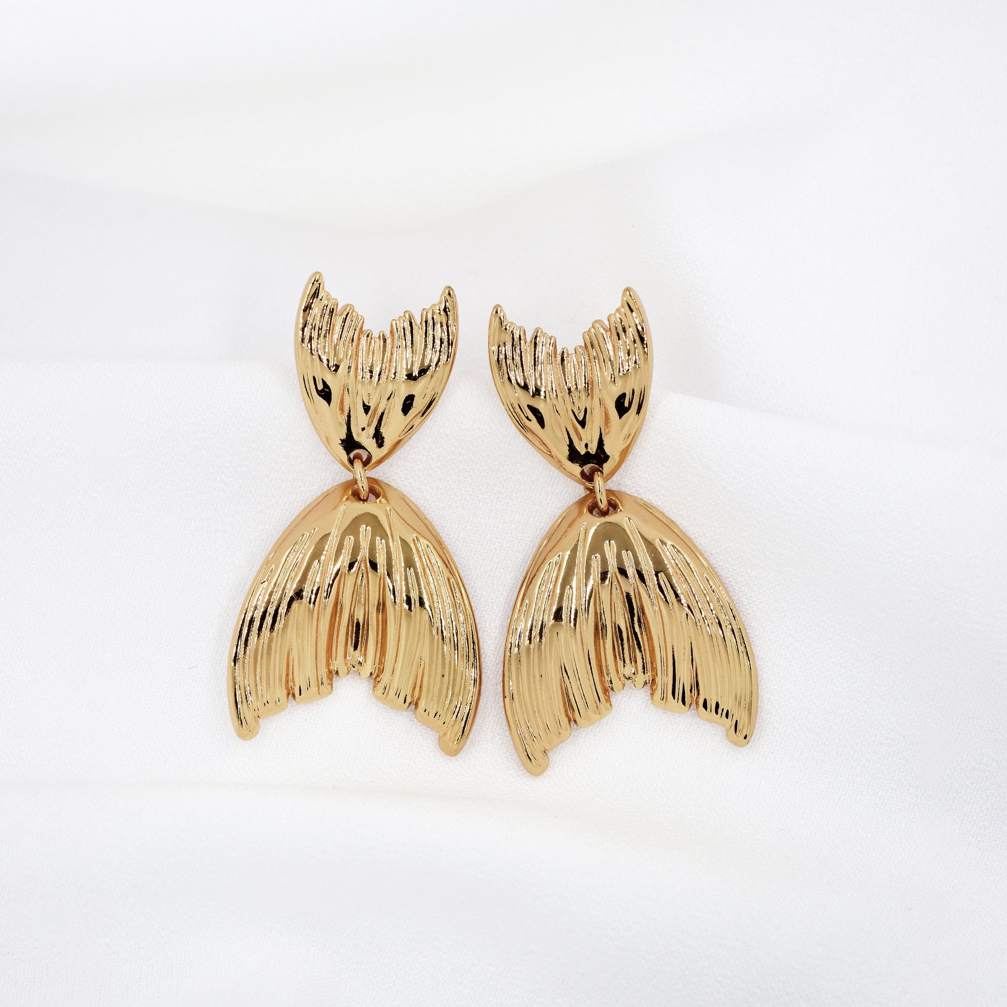 Stainless Steel Double Fish Tail Drop Earrings – TrendStudio